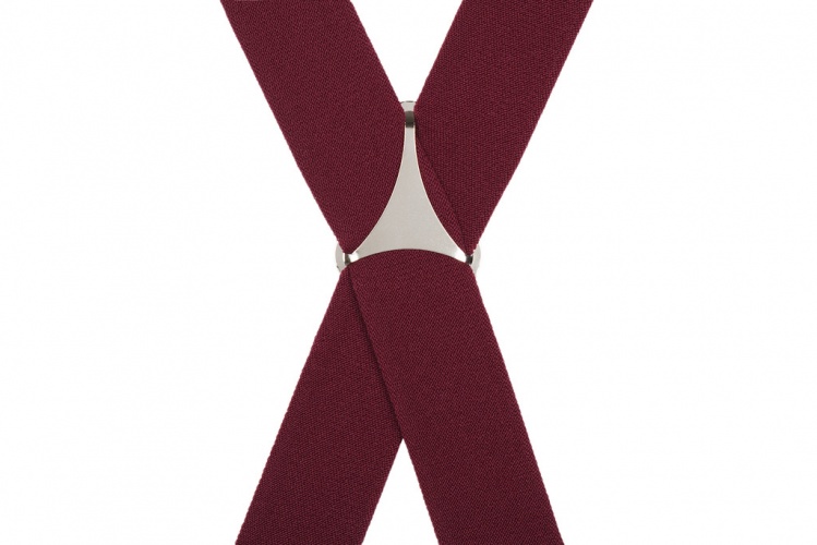 Plain Maroon Trouser Braces 4 Heavy Duty Clips - Gents Shop